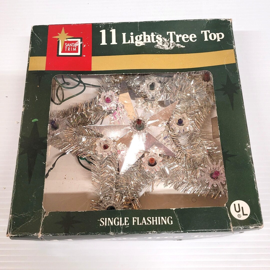 Star Tree Top 11 Light Multi Color Flashing Vtg Santa Trim Taiwan 8 ...