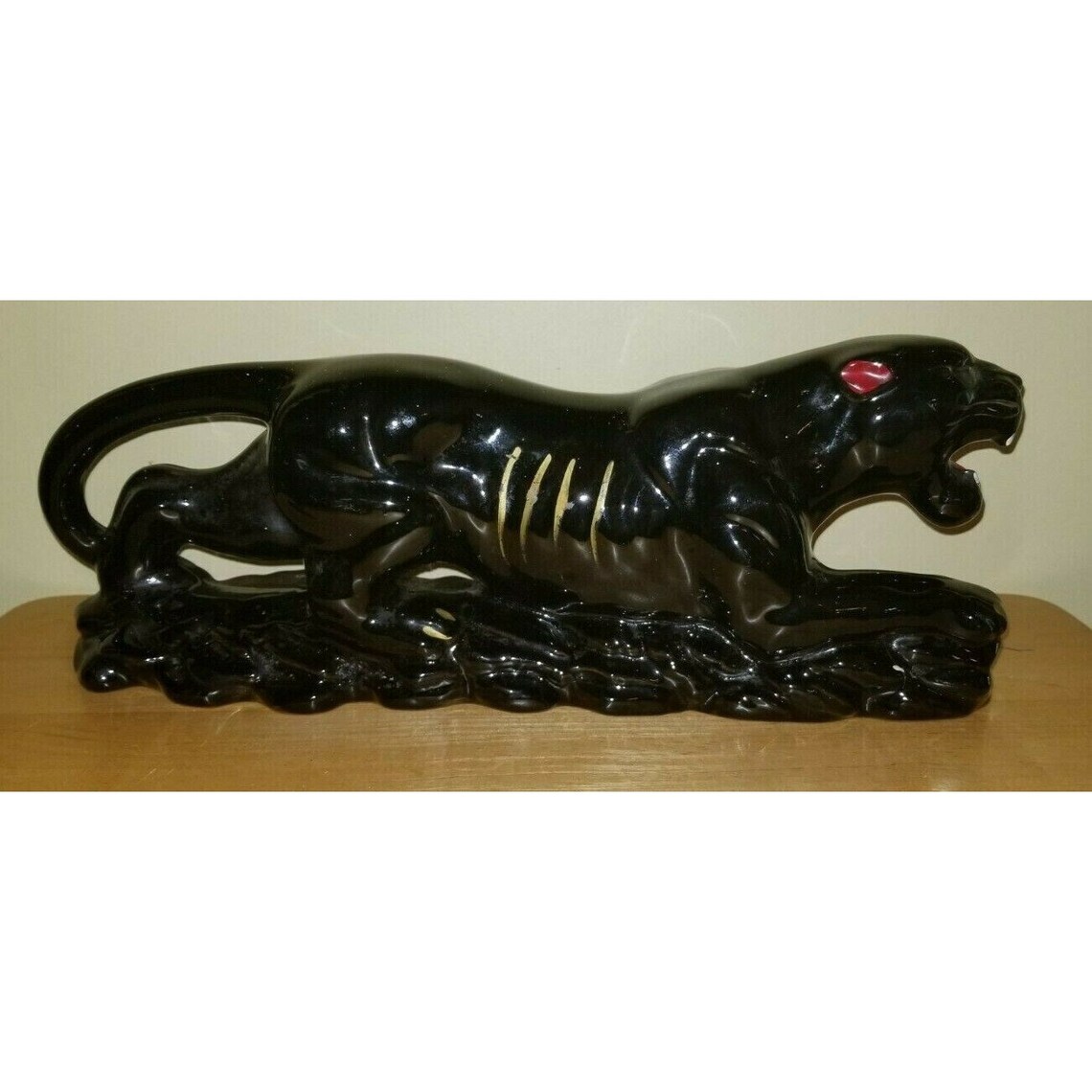 Cat Panther Mid Century Black Puma Cat 15'' Ceramic Vintage Clay ...