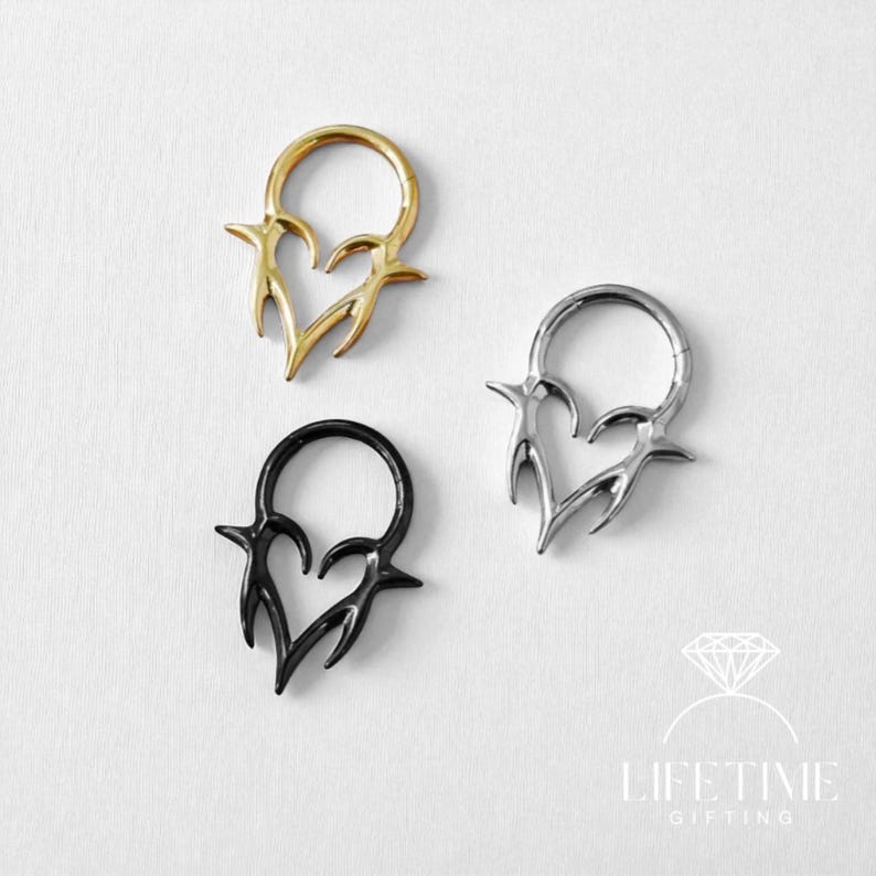 Stainless Steel Heart Septum Ring | Heart Septum Clicker | Goth Punk ...