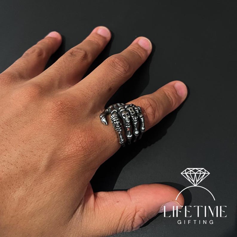 Skeleton Hand Ring | Goth Skeleton Hand Ring | Stainless Steel Bones ...