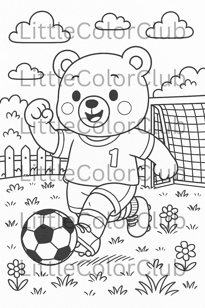 Football Teddy Coloring Page for Kids – Sports Mandala to Print ...