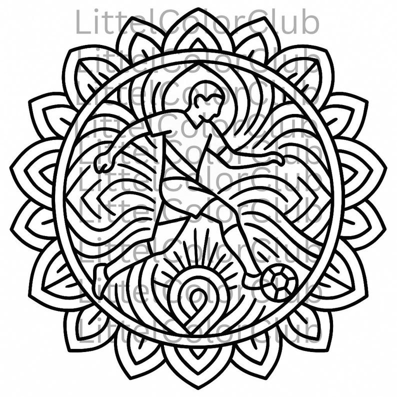 Football Coloring Page for Children – Sports Mandala to Print ...