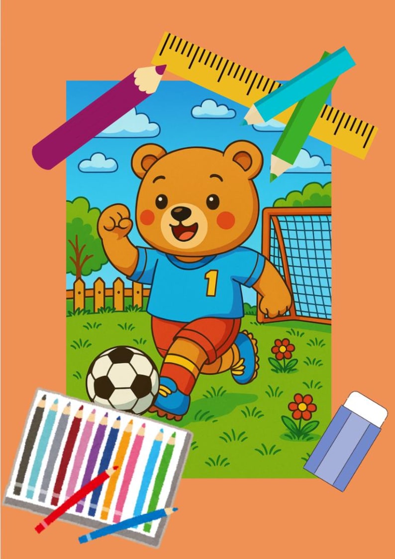 Football Teddy Coloring Page for Kids – Sports Mandala to Print ...