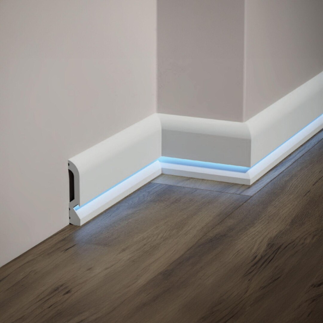 Baseboard Molding With LED Channel – 240x10 Cm (94.4'' X 3.9'') White ...