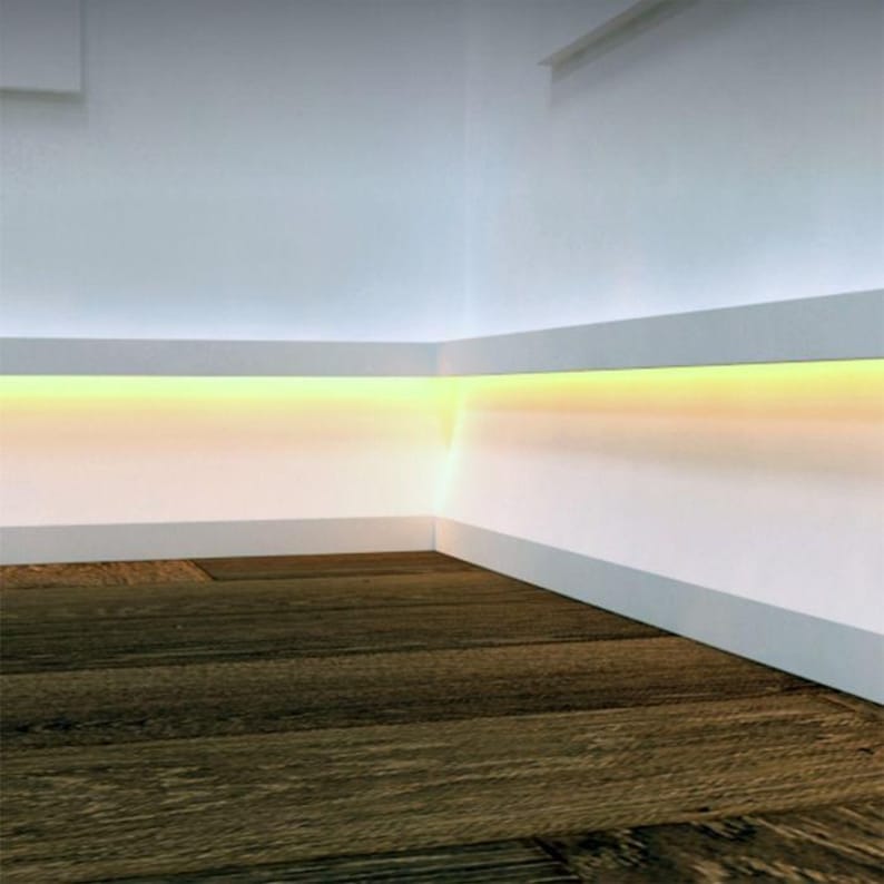 White LED Duct Baseboard – 240x11 Cm (94'' X 4.7'') Paintable Skirting ...