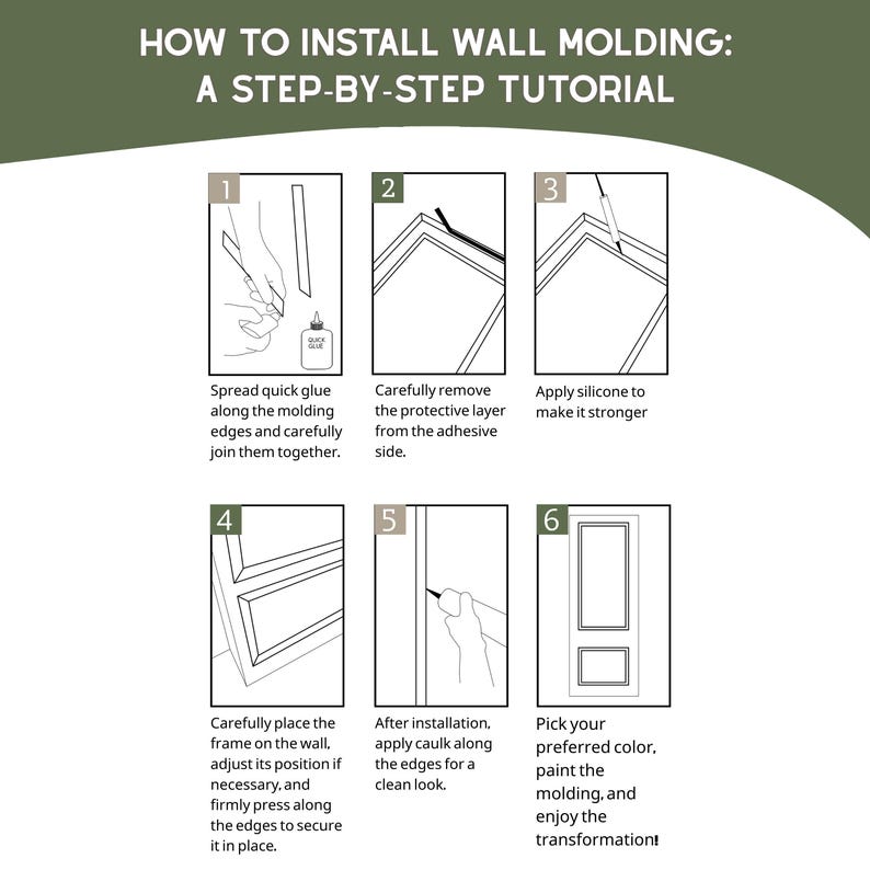 Wall Molding Set – Pre-cut Frame Panel Set - Wainscoting, Easy Wall ...