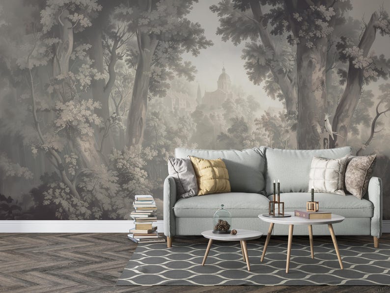 Scenic Landscape Wallpaper, Rustic Wall Covering, Panoramic Scenic ...