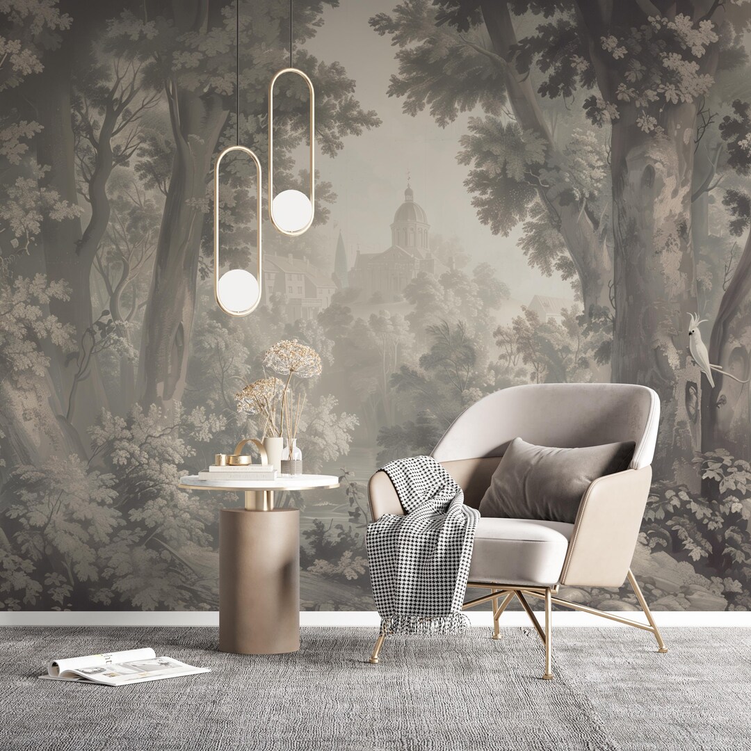 Scenic Landscape Wallpaper, Rustic Wall Covering, Panoramic Scenic ...