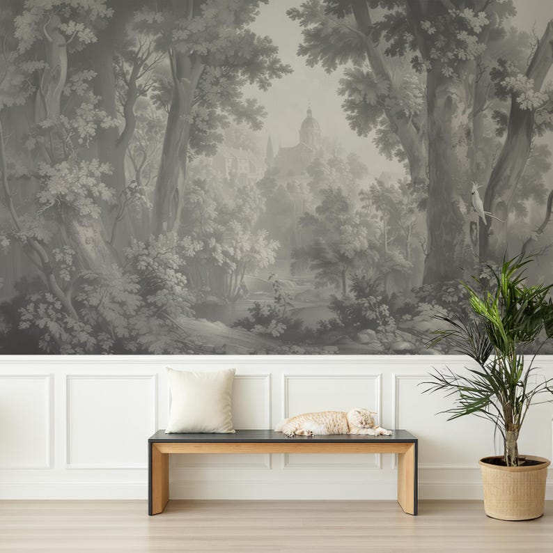 Scenic Landscape Wallpaper, Rustic Wall Covering, Panoramic Scenic ...