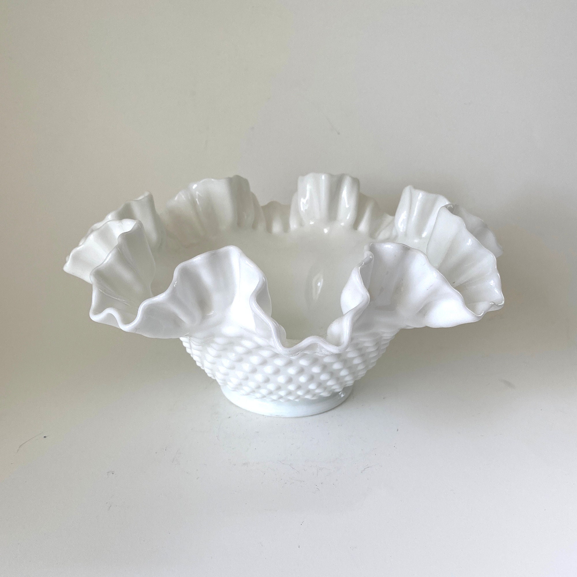 Fenton Ruffle Crimped Edge Hobnail Bowl - Etsy