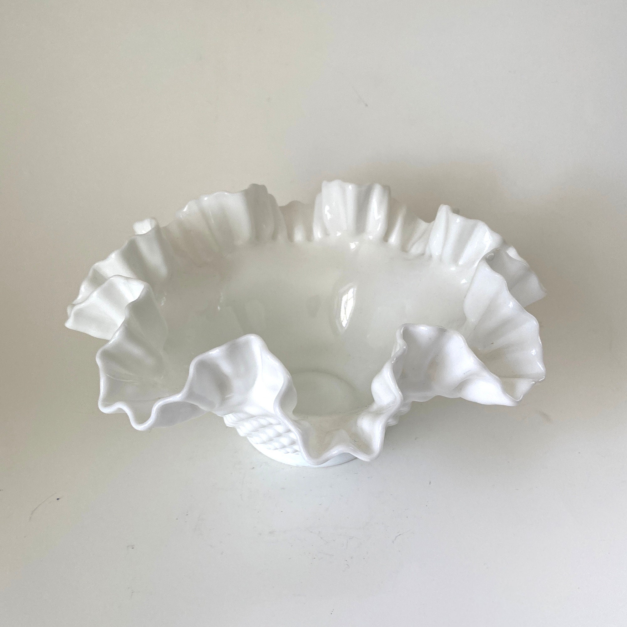 Fenton Ruffle Crimped Edge Hobnail Bowl - Etsy
