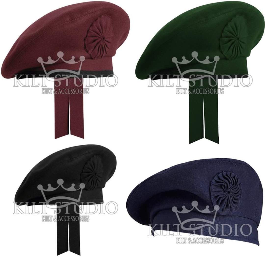 Irish Caubeen Beret Hat - Balmoral Cap French Beret Glengarry Bonnet ...