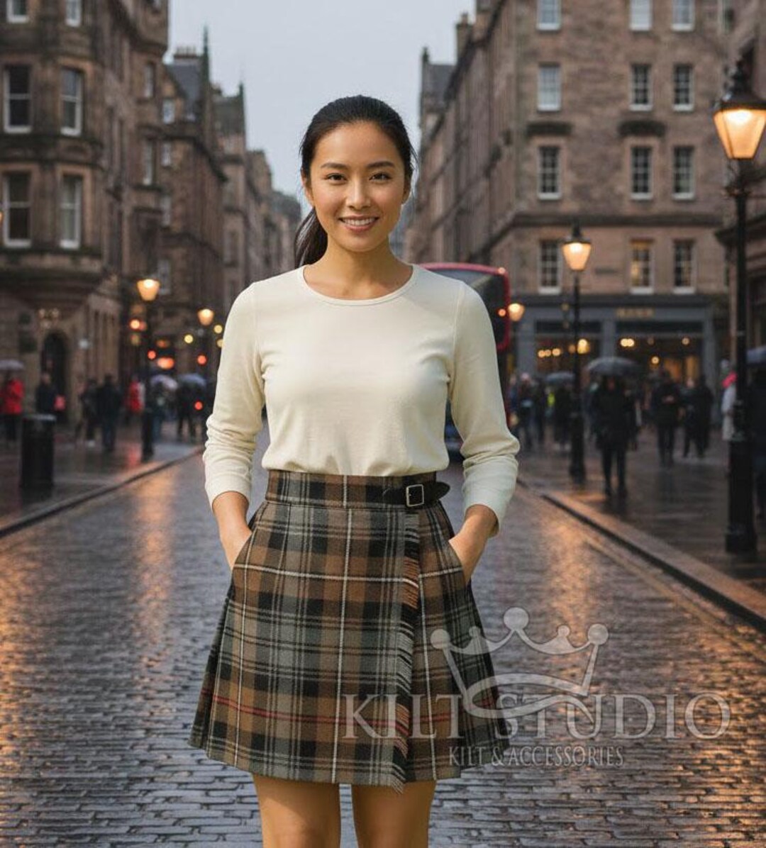 Scottish Woman Tartan Mini Kilt: Scottish Pleated Skirt With 2 Said ...