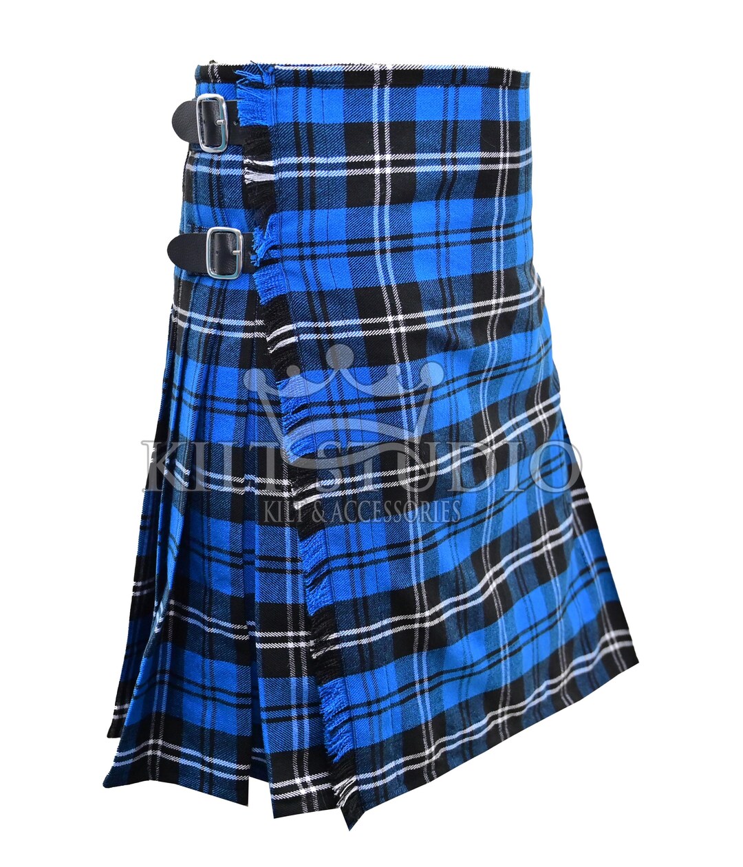 Scottish Handmade Traditional Ramsey Blue Tartan 8 Yard Kilt - Highland ...
