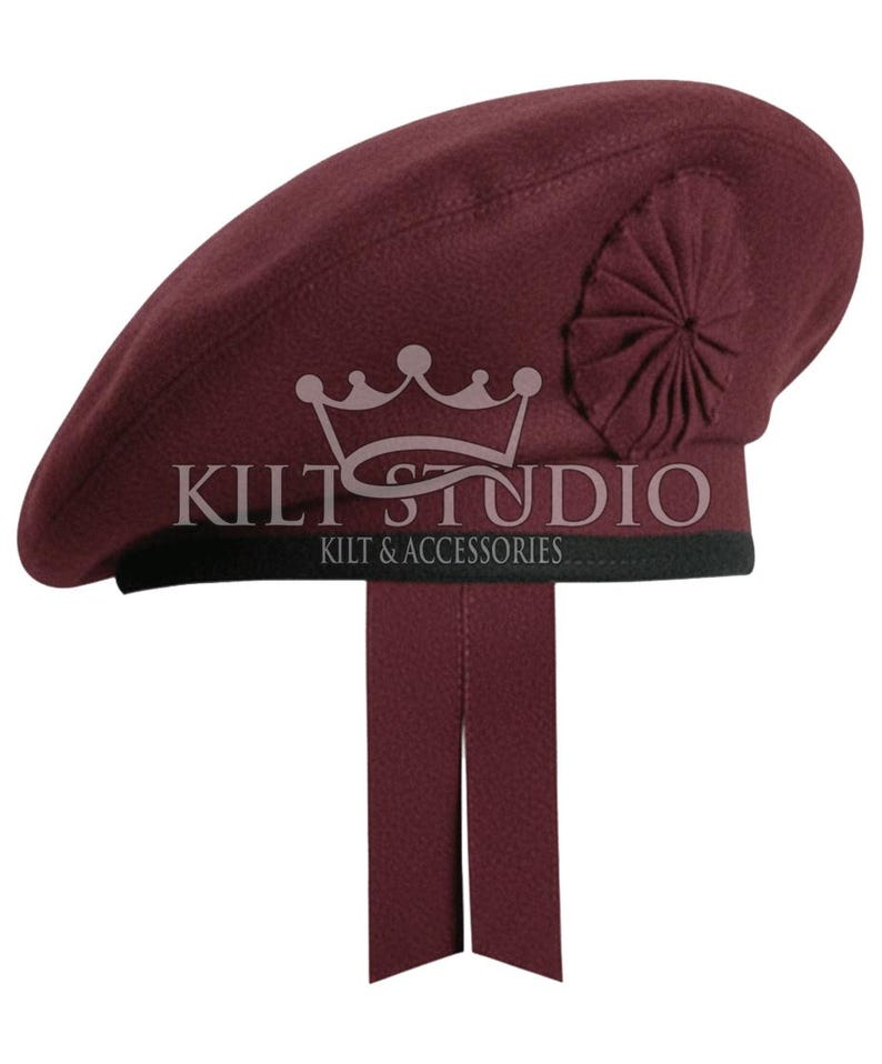 Irish Caubeen Beret Hat - 100% Maroon Wool Irish Military Bonnet Hat ...