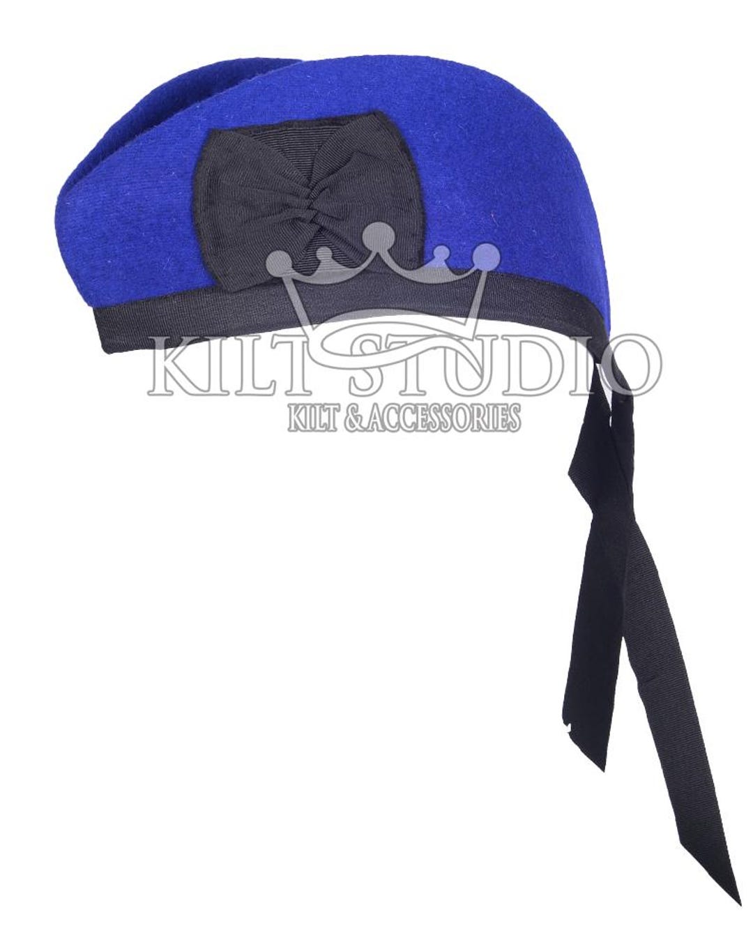 Scottish Glengarry Royal Blue Wool Cap - KILT Cap - 100% Wool British ...