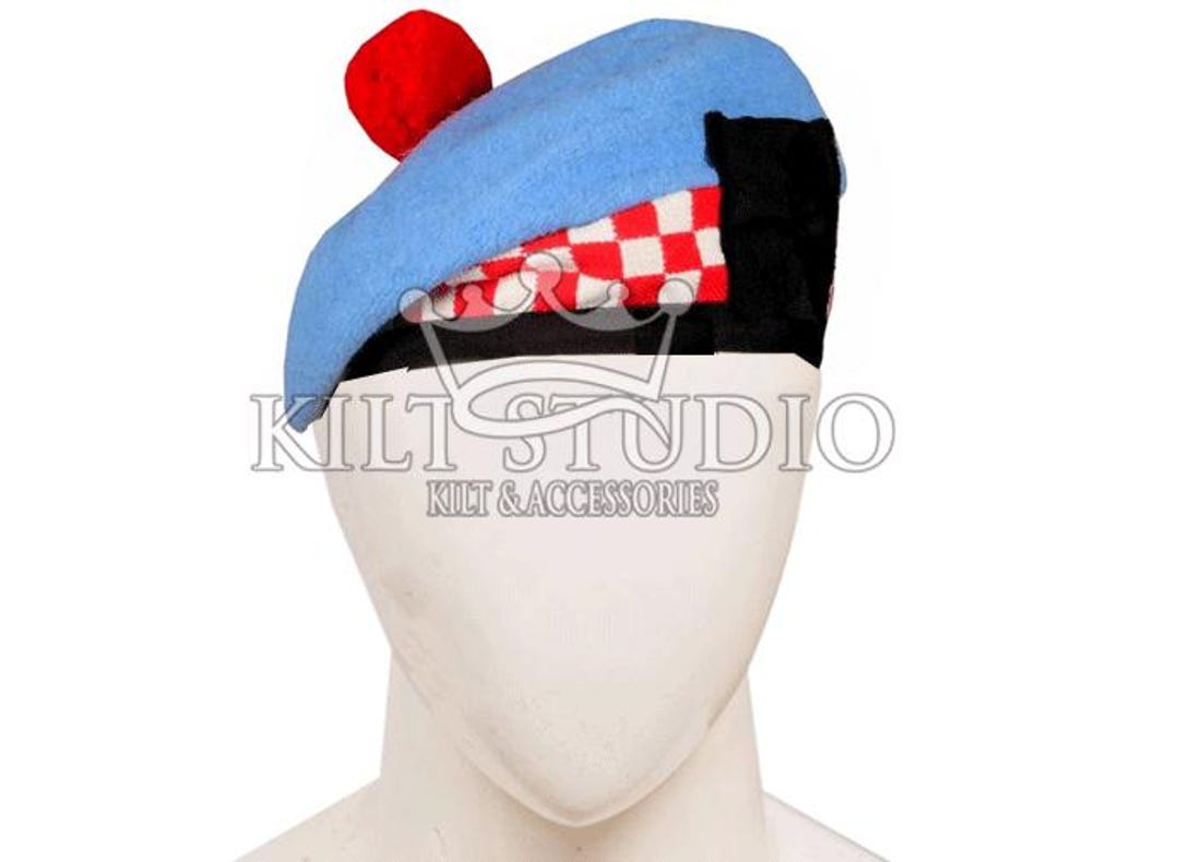 Scottish Highlander Military Piper Red & White DICED Balmoral Cap ...