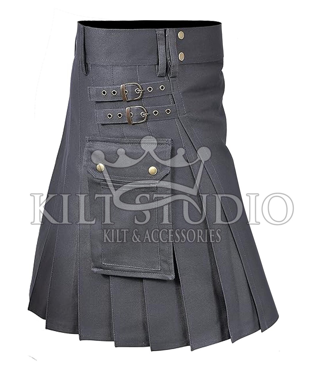 Scottish Handmade Dark Gray Cotton Utility Kilt - 100% Cotton Kilt for ...