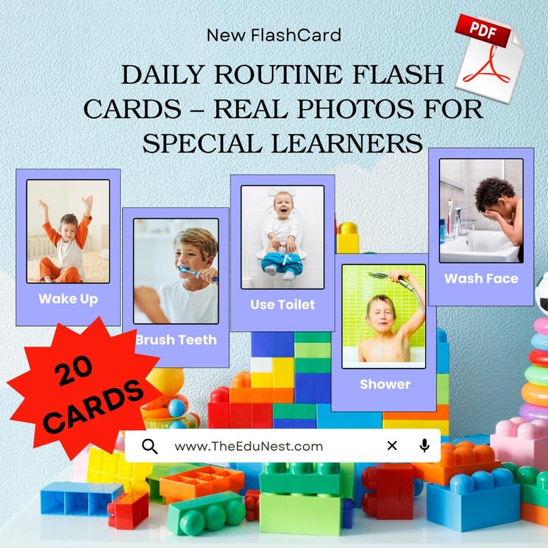 Daily Routine Flash Cards for Kids With Special Needs (printable – Real ...