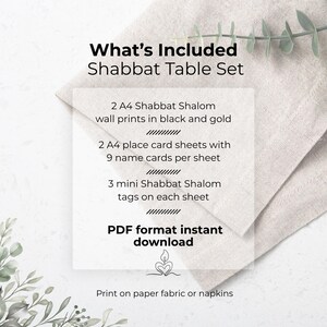 Shabbat Table Decor – Printable “shabbat Shalom” Poster + Place Cards ...