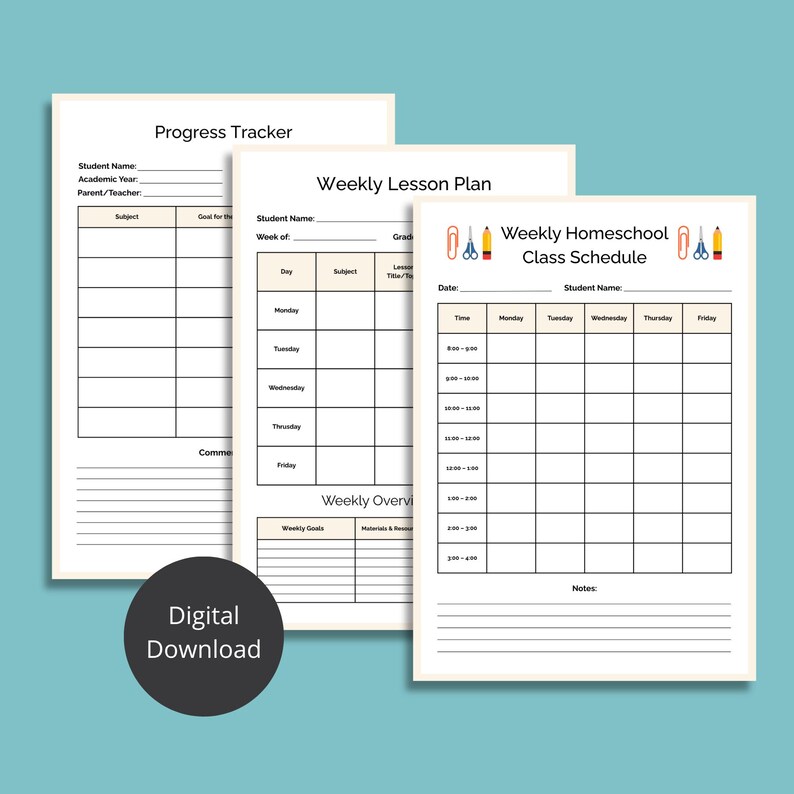Homeschool Canva + Printable Class Schedule | Lesson Plan | Student ...