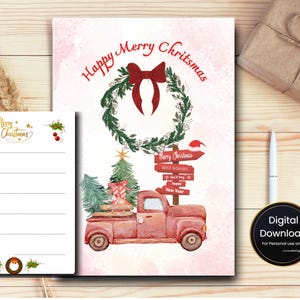 Printable Christmas Card | Merry Christmas Foldable Card | A4 to A5 ...