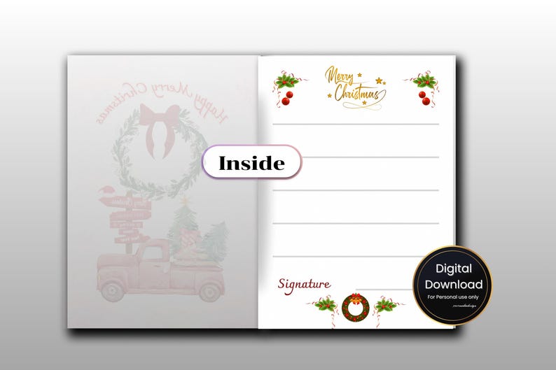 Printable Christmas Card | Merry Christmas Foldable Card | A4 to A5 ...