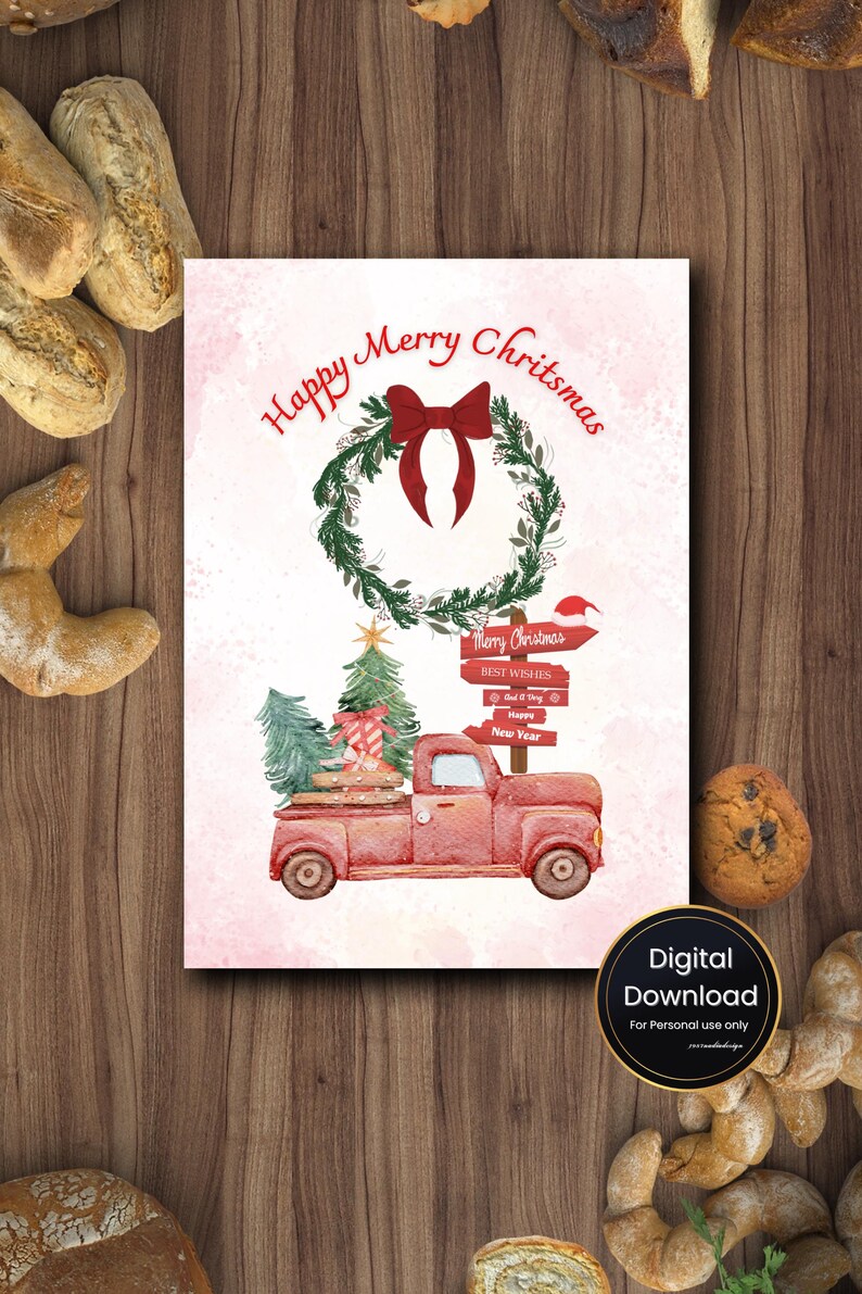 Printable Christmas Card | Merry Christmas Foldable Card | A4 to A5 ...