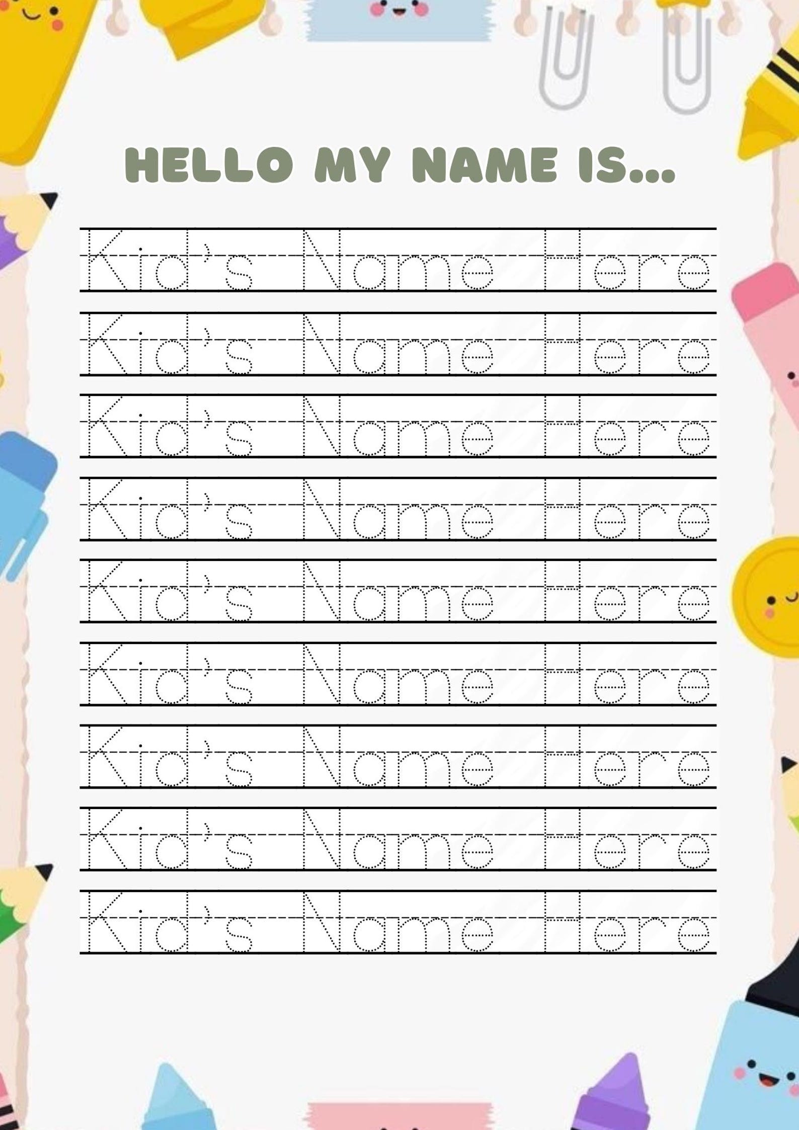 Back to School: Name Tracing Activity for Kids - Etsy