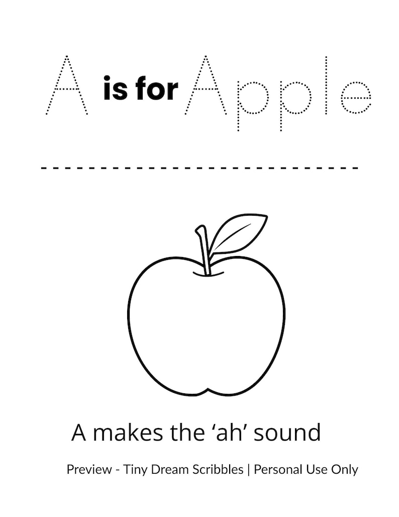 A is for Apple - Letter A Tracing & Coloring Page | Preschool Alphabet ...