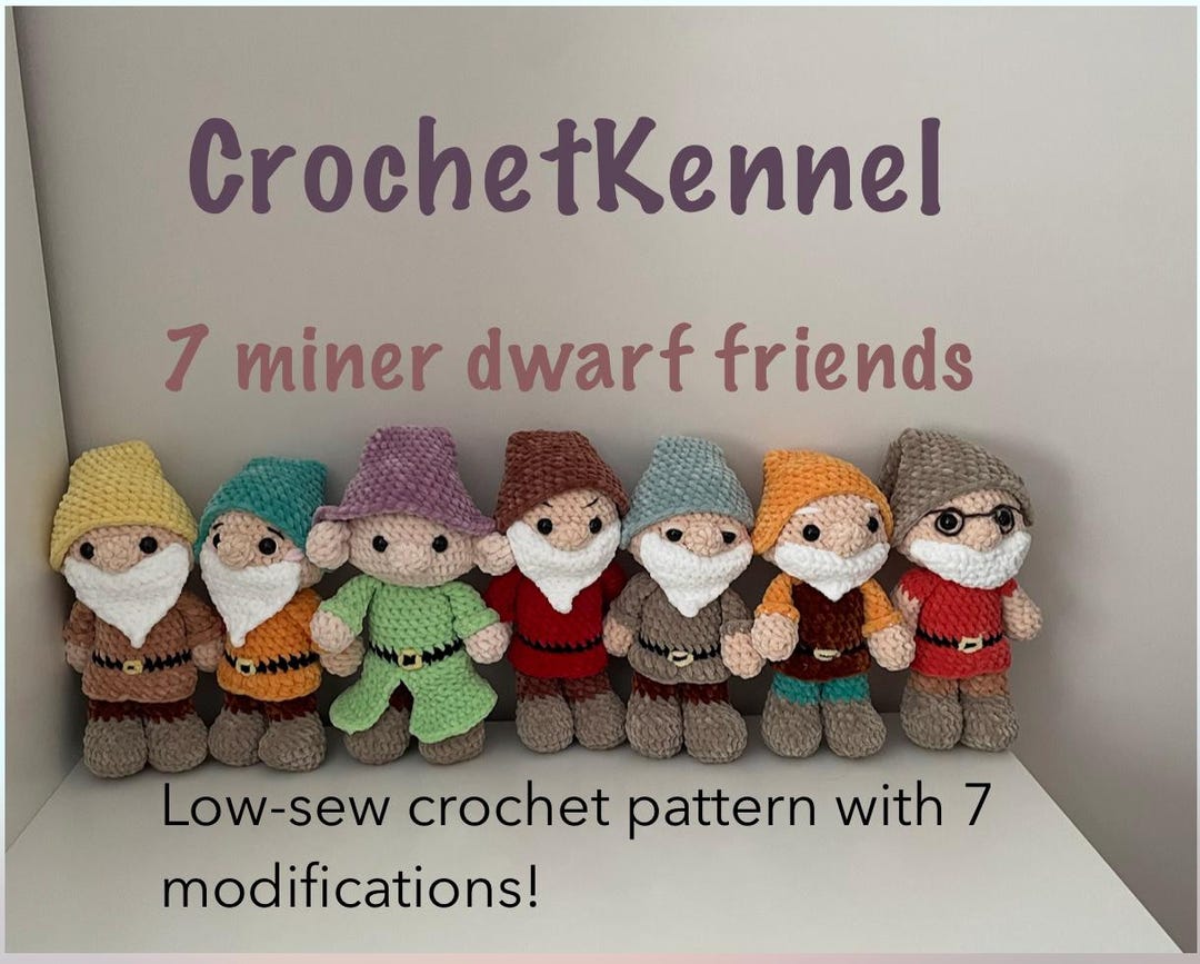 7 Miner Dwarf Friends PDF Crochet Pattern, Low Sew Crochet Amigurumi ...