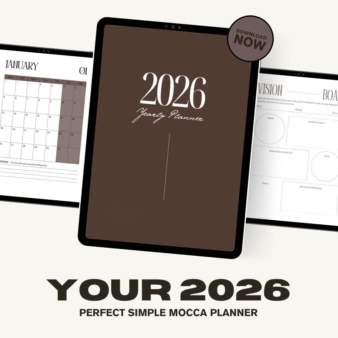 YOUR 2026 – Perfect Simple Digital Mocha Planner - Etsy