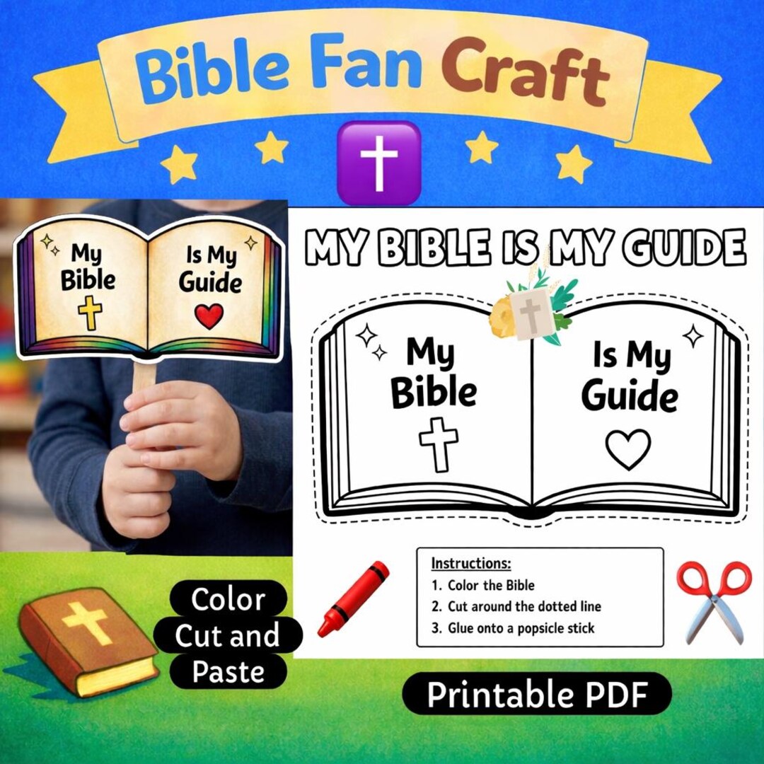 Printable Holy Bible Fan Craft | Kids Bible Craft | Sunday School ...