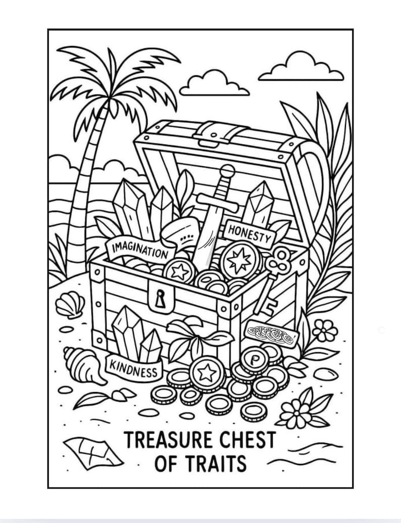 5 Treasure Chest Coloring Pages | Printable Treasure Chests for Kids ...