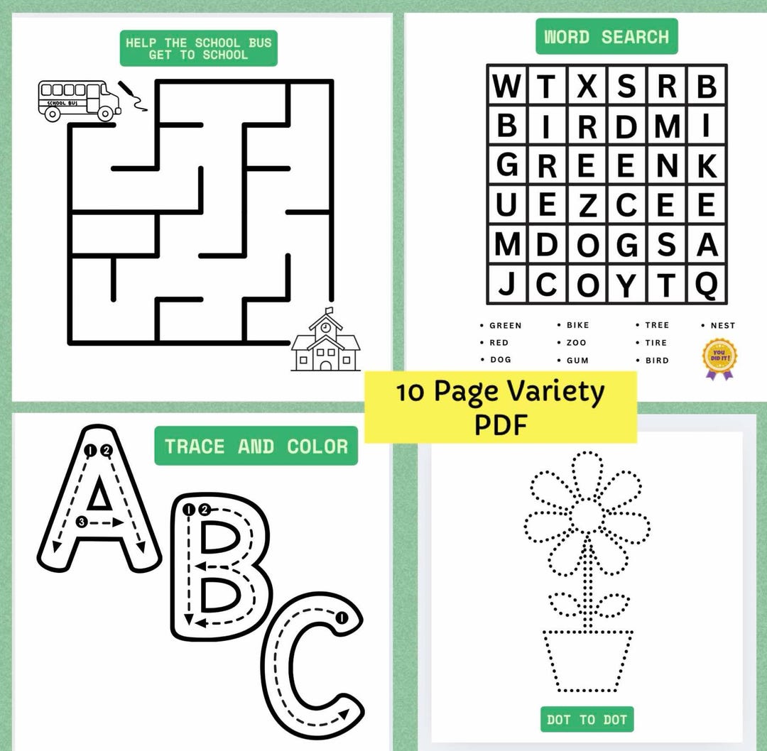 10 Activity Sheets for Kids | Brain Games | Kids Activity Printable ...