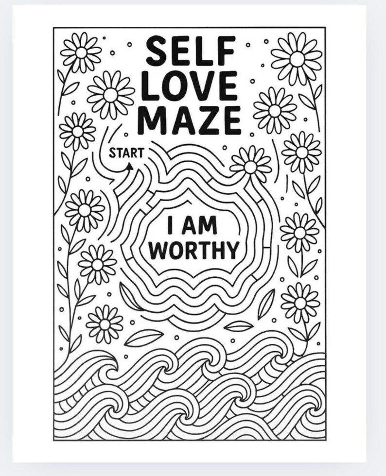 Printable Maze Coloring Pages | 6 Mindful Mazes & Affirmations | Cozy ...