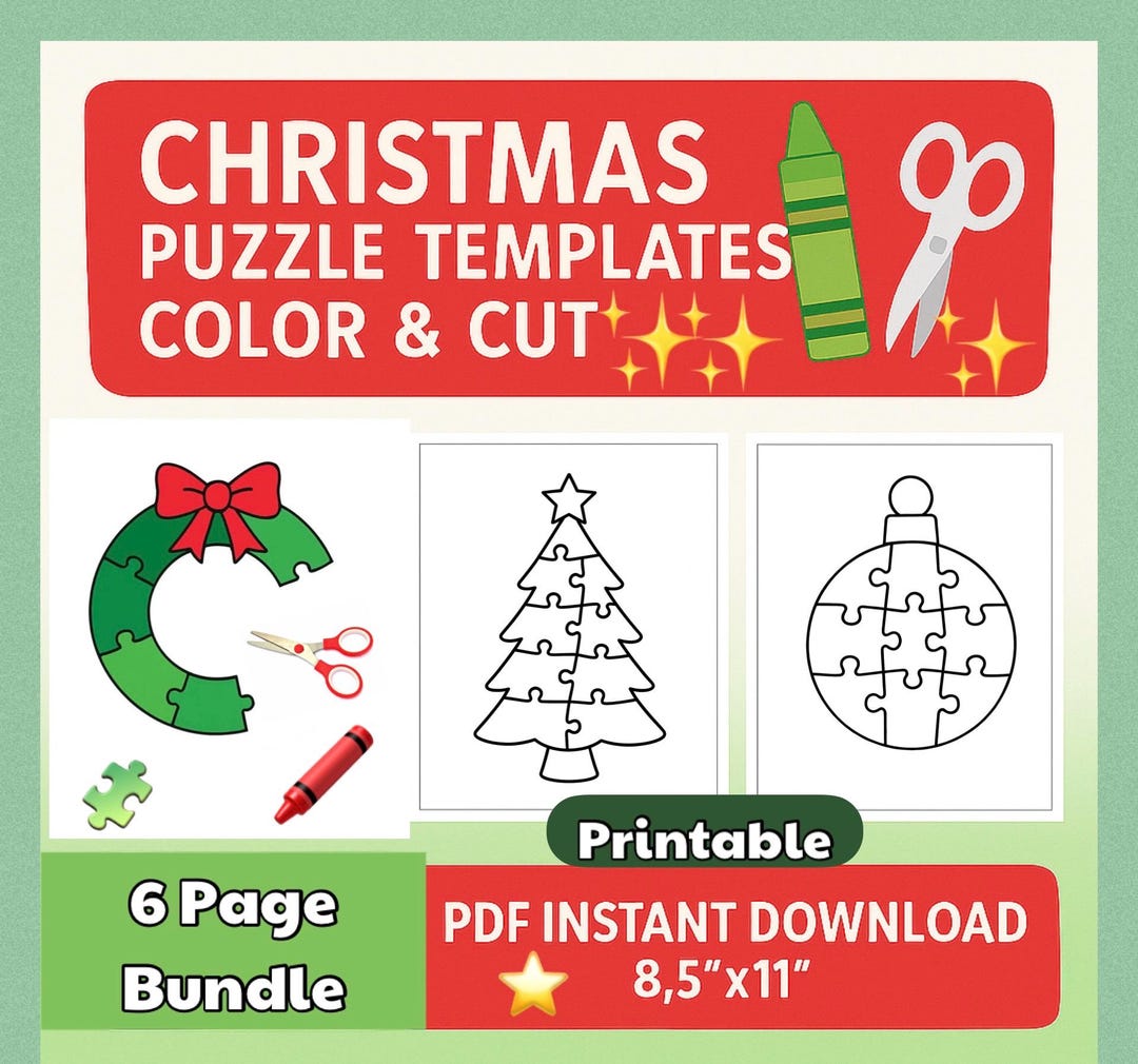 6 Printable Christmas Puzzle Templates | Christmas Craft for Kids and ...