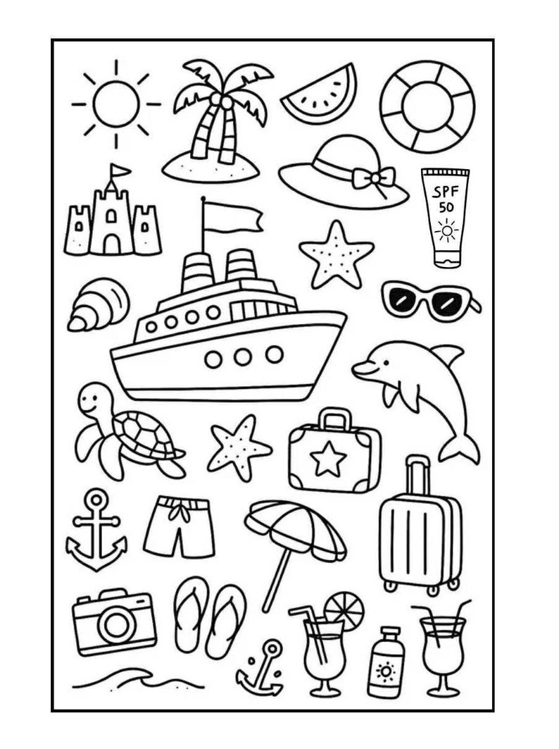 7 Printable Cruise Coloring Pages | Kids Cruise Trip Activity | Holiday ...