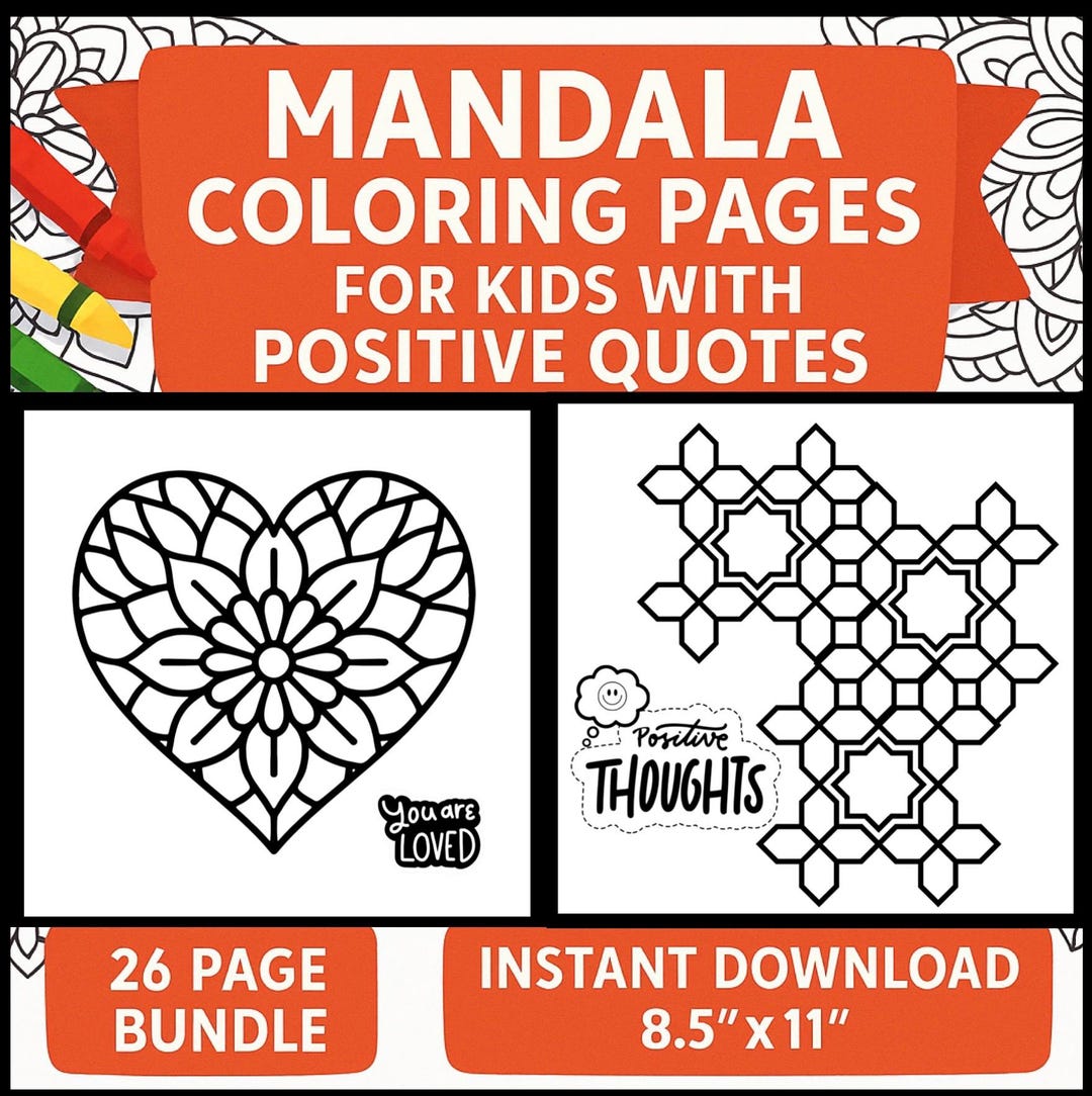 26 Printable Mandala Coloring Pages PDF | Bold Easy Coloring | Positive ...
