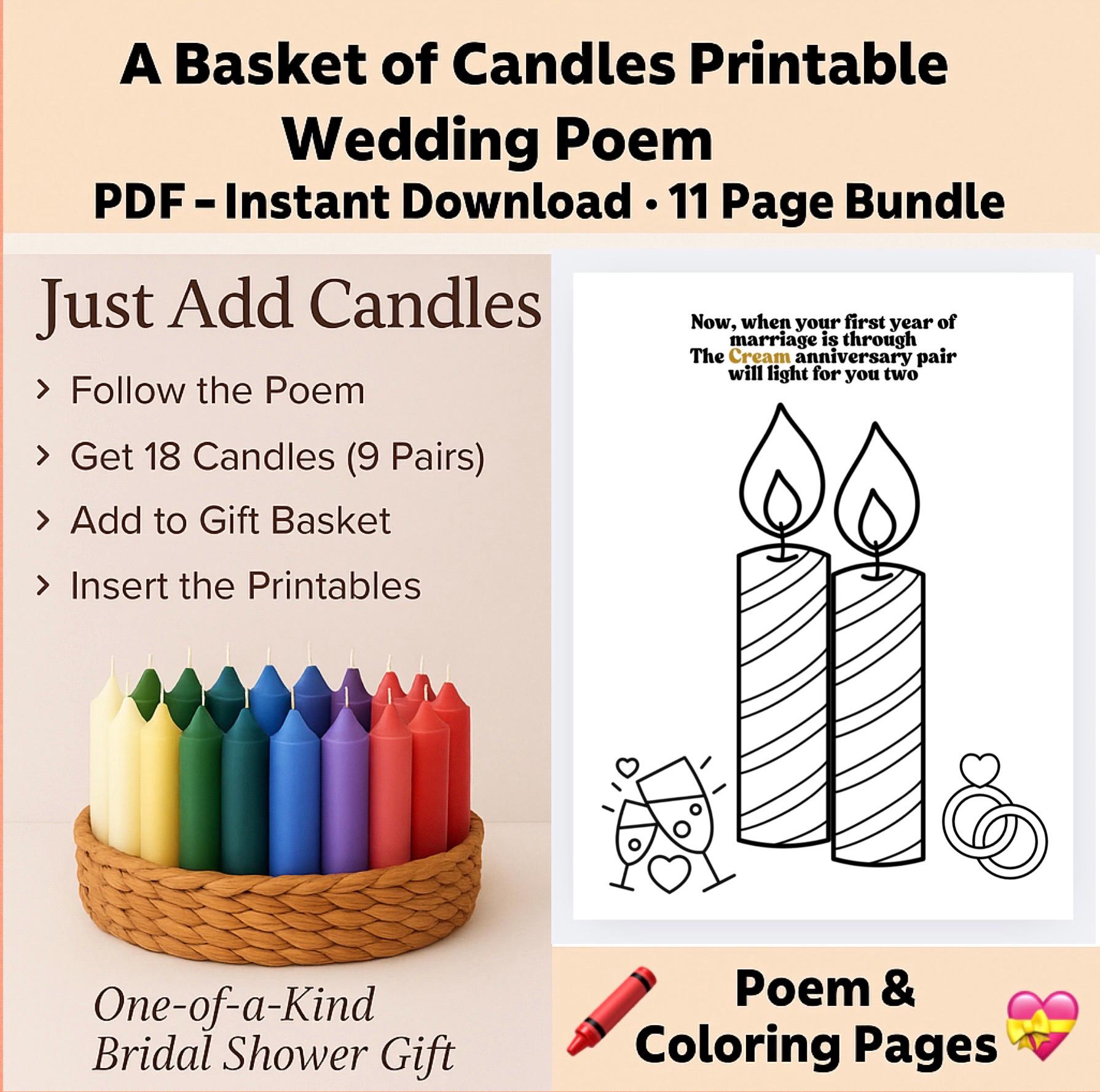 Basket of Candles Poem PDF | Printable Wedding Poem & Coloring Pages ...