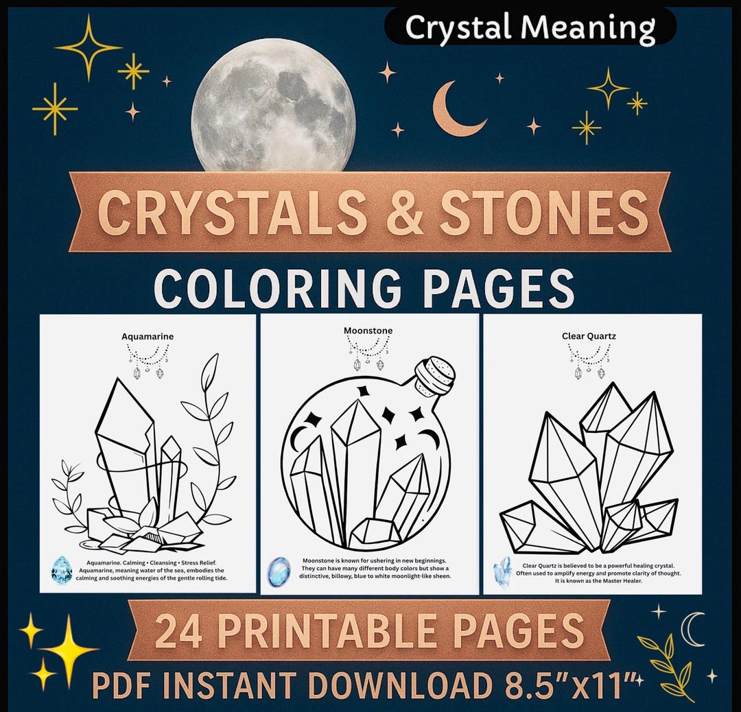 Crystals Coloring Pages PDF | 24 Printable Crystals | Spiritual ...