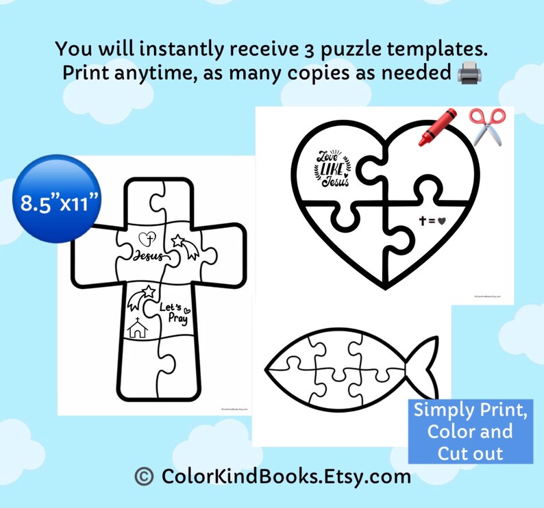 Printable Bible Craft Jigsaw Puzzles | Christian Kids Activity | Sunday ...