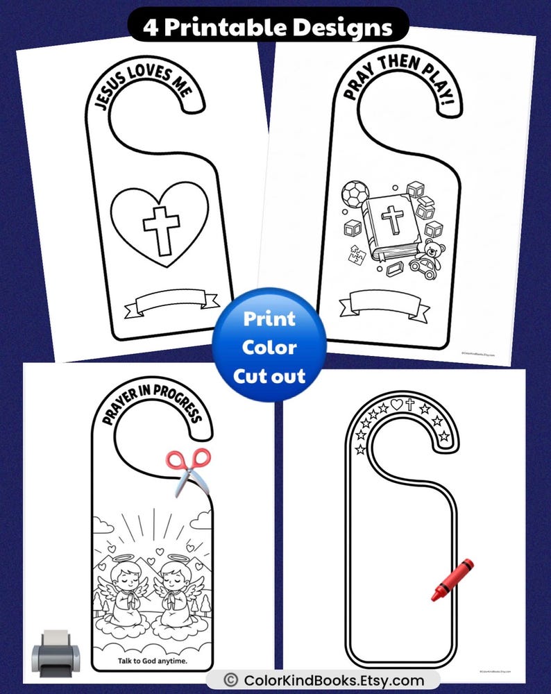 Kids Bible Craft Door Hangers | Christian Printable | Bible Activity ...