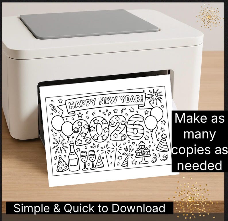 New Years Coloring Pages PDF | Printable New Years Eve Activities | New ...