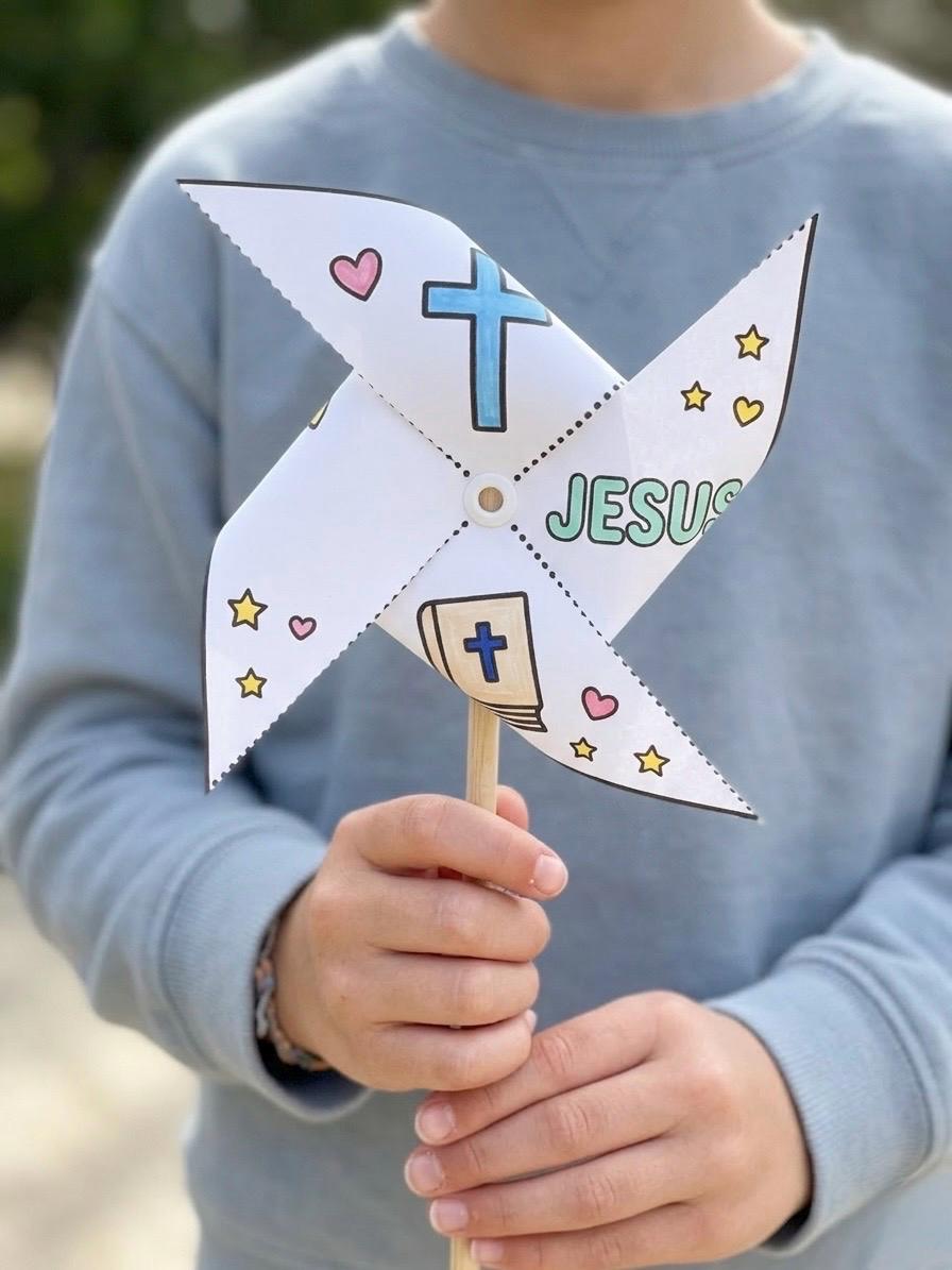 Jesus Pinwheel Paper Craft | Sunday School Pinwheel | Printable Bible ...