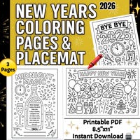 2025 Happy New Year Coloring Sheet, Whimsical Cute Coloring Sheet ...