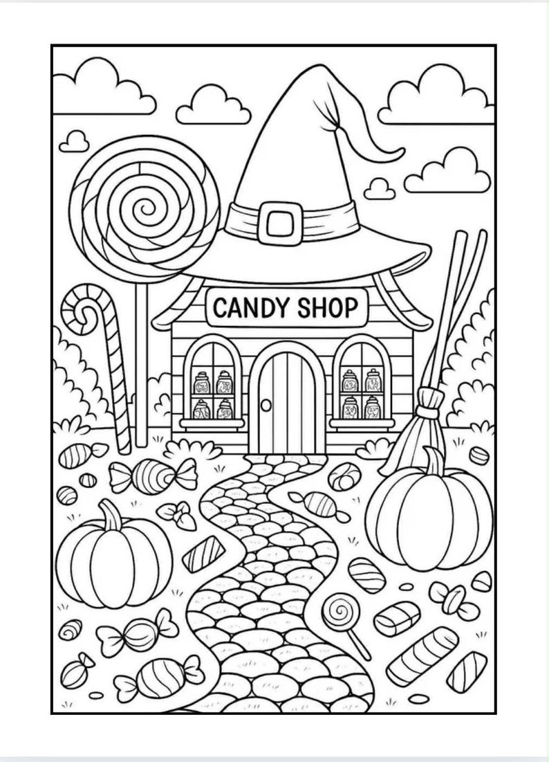 Candy Coloring Pages for Kids PDF | 12 Printable Candy Shop Coloring ...