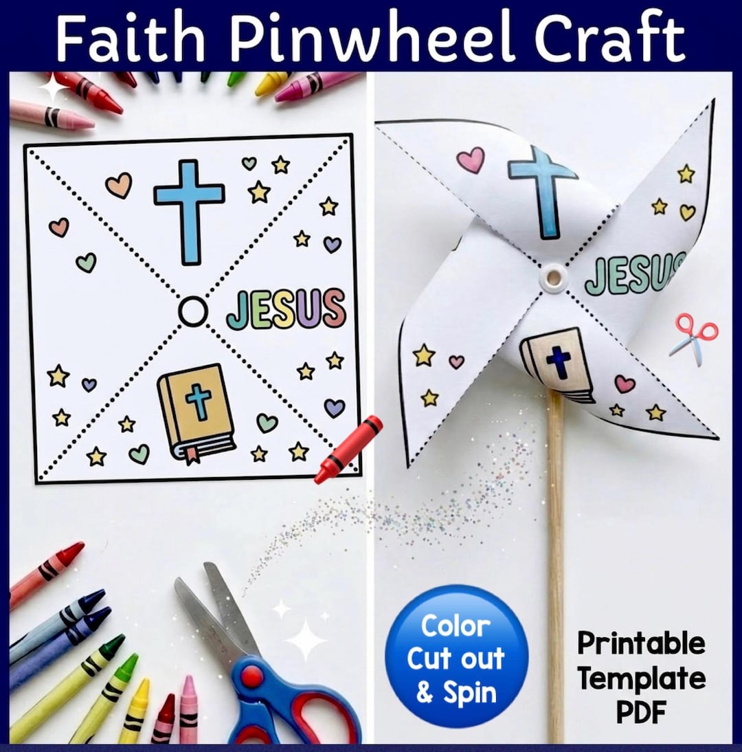 Jesus Pinwheel Paper Craft | Sunday School Pinwheel | Printable Bible ...