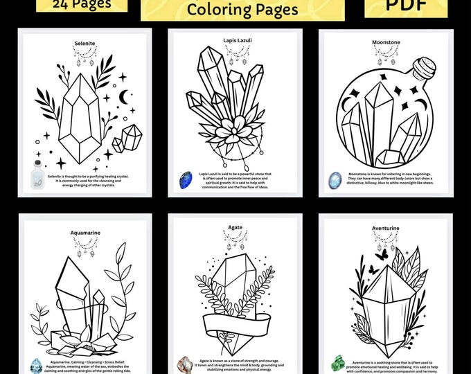 Crystal Coloring Page GRAYSCALE Illustration Portrait Crystal ...