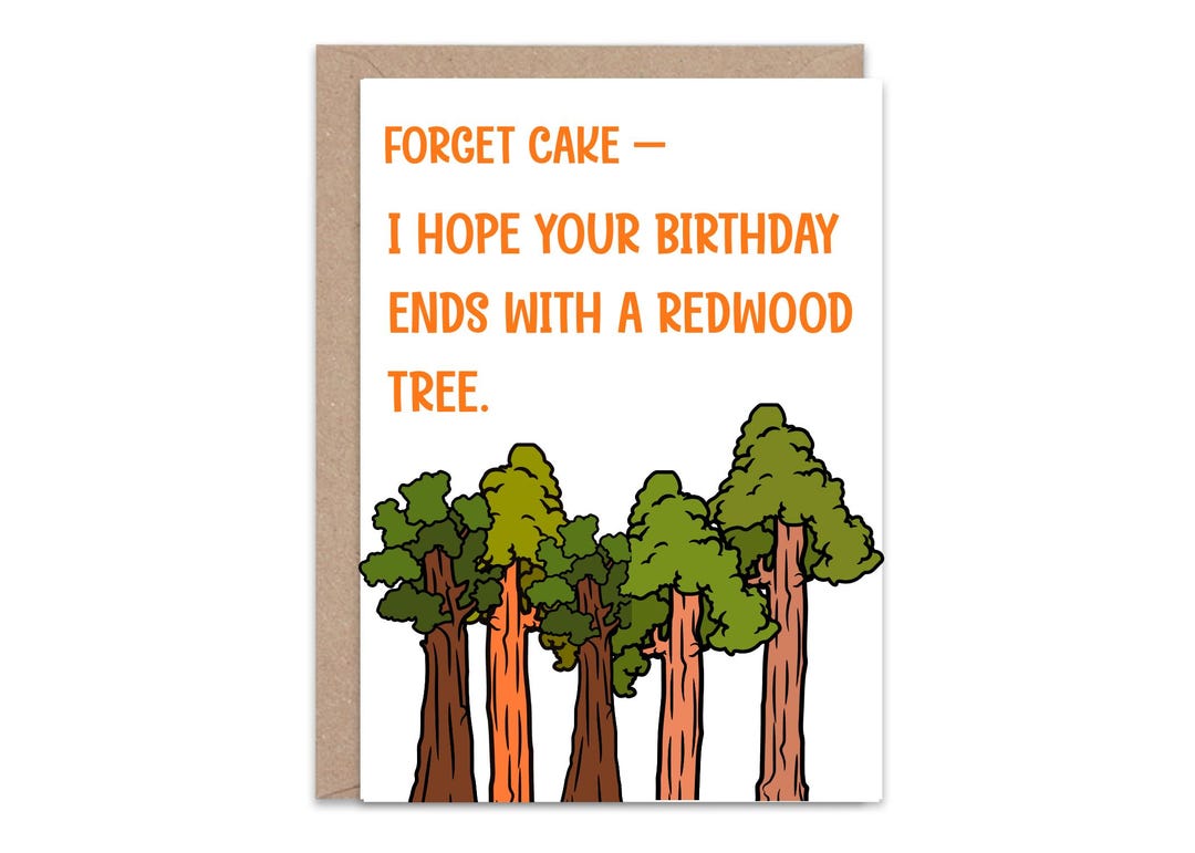 Redwood Tree Happy Birthday - Greeting Card - Etsy